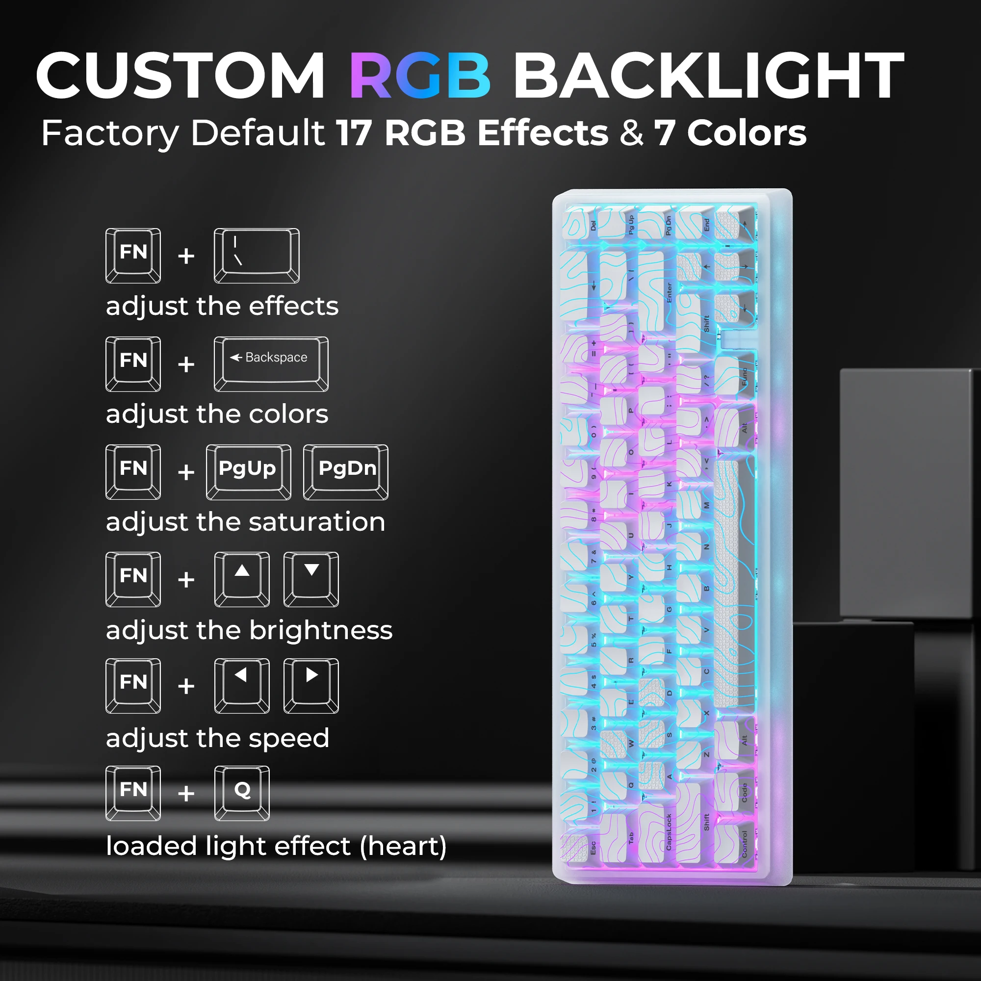 XVX M67 JadeStone IMD-Tech Keycaps Topographic Mechanical Keyboard ...