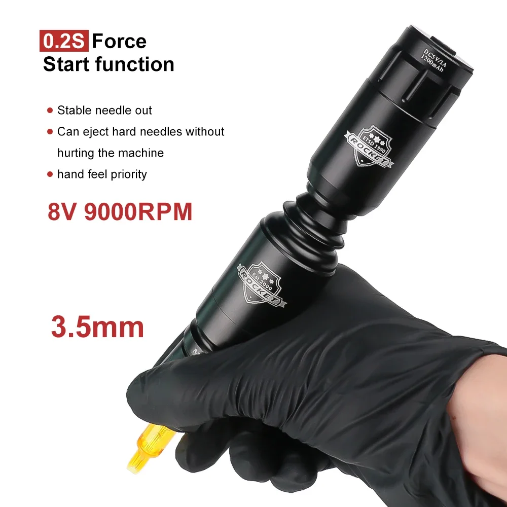 Rocket-Tattoo-Pen-Rotary-Gun-Motor-Machine-With-RCA-Socket-Wireless ...