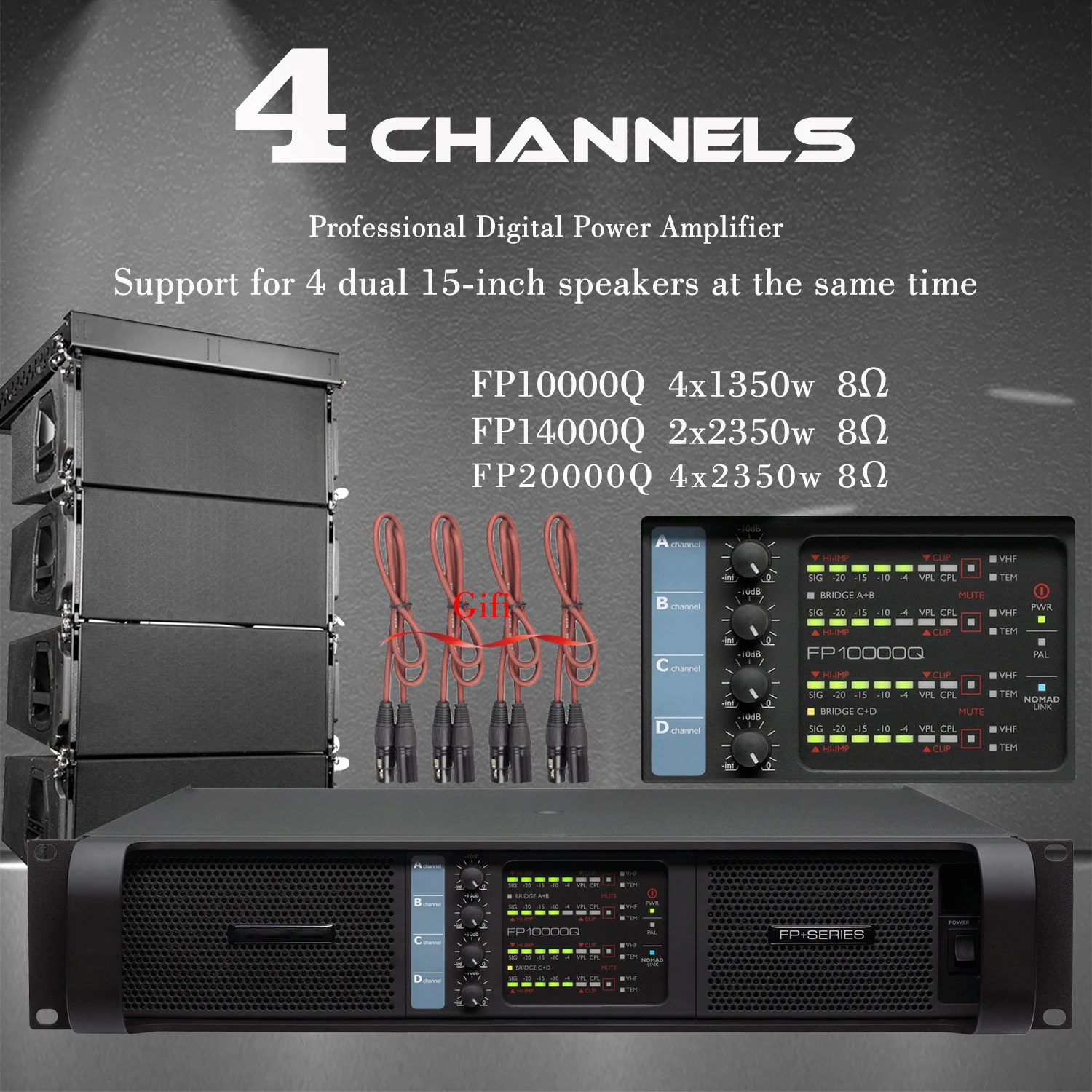 PF10000Q Audio Power Amplifier Professional 4Channel 4x2500W DJ ...