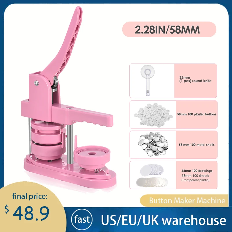 Badge Pin Button Maker Machine 58MM Badges Set Button Making Press ...