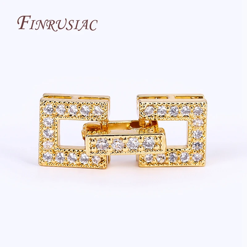 8X20MM-18K-Gold-Plated-Square-Connector-Clasps-Inlaid-Zircon-Fastener ...