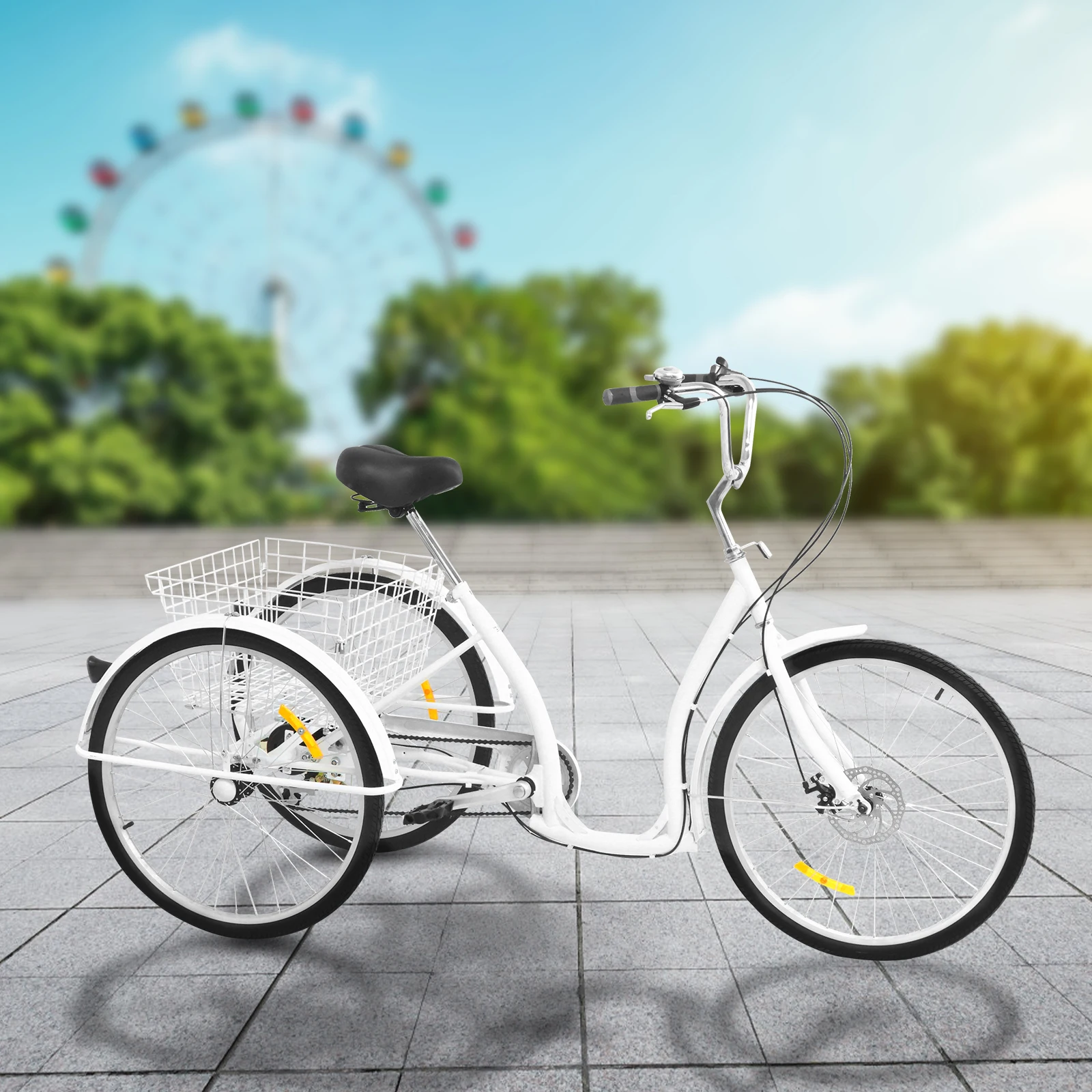 26-Inch-6-Speed-3-Wheel-Modern-White-Adult-Tricycle-Shopping-Cruise ...