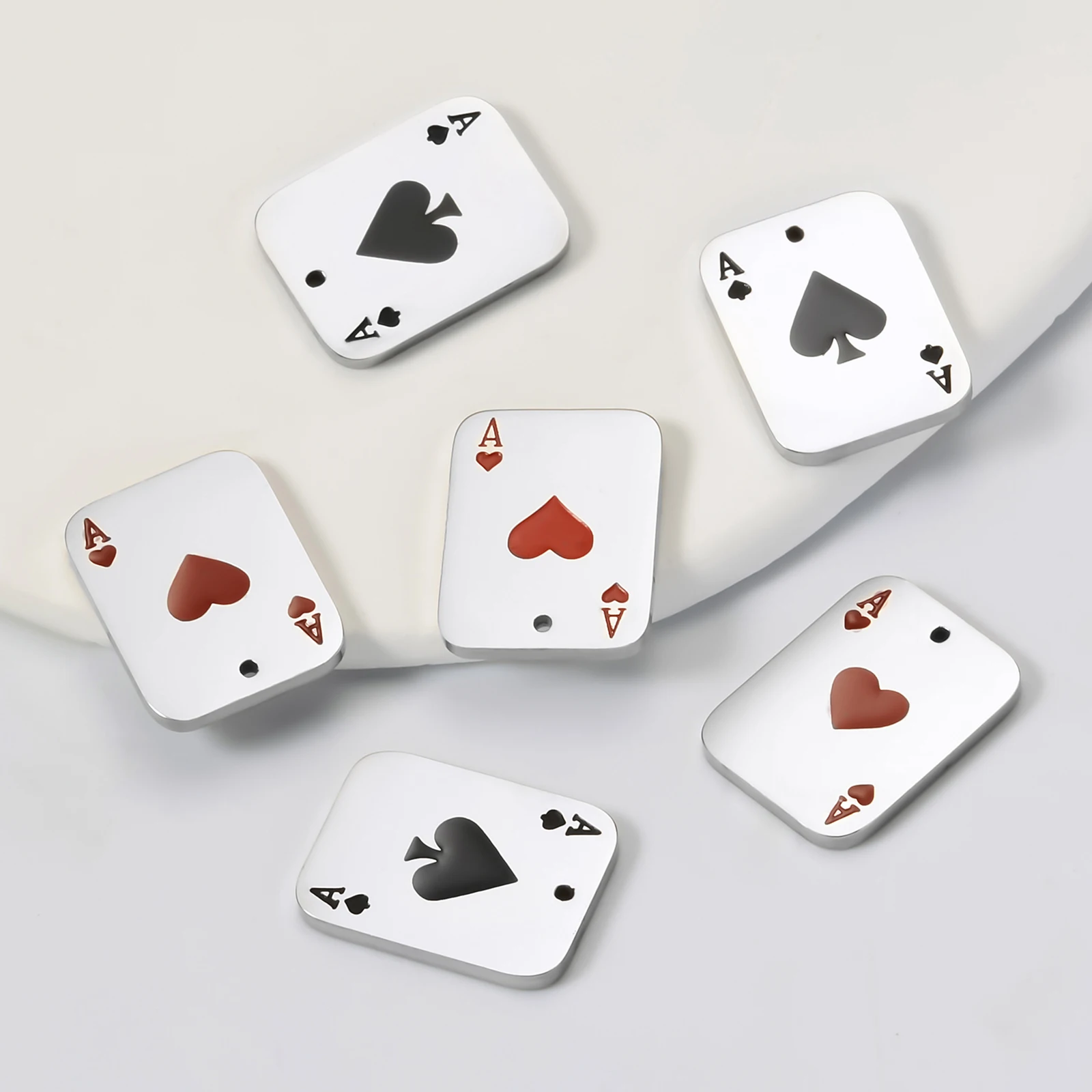 3Pcs Mirror Polished Stainless Steel Square Playing Card Spades Ace ...