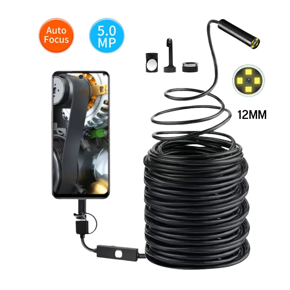 12mm Auto Focus Endoscope Camera 5mp Underwater Winter Fishing Camera ...