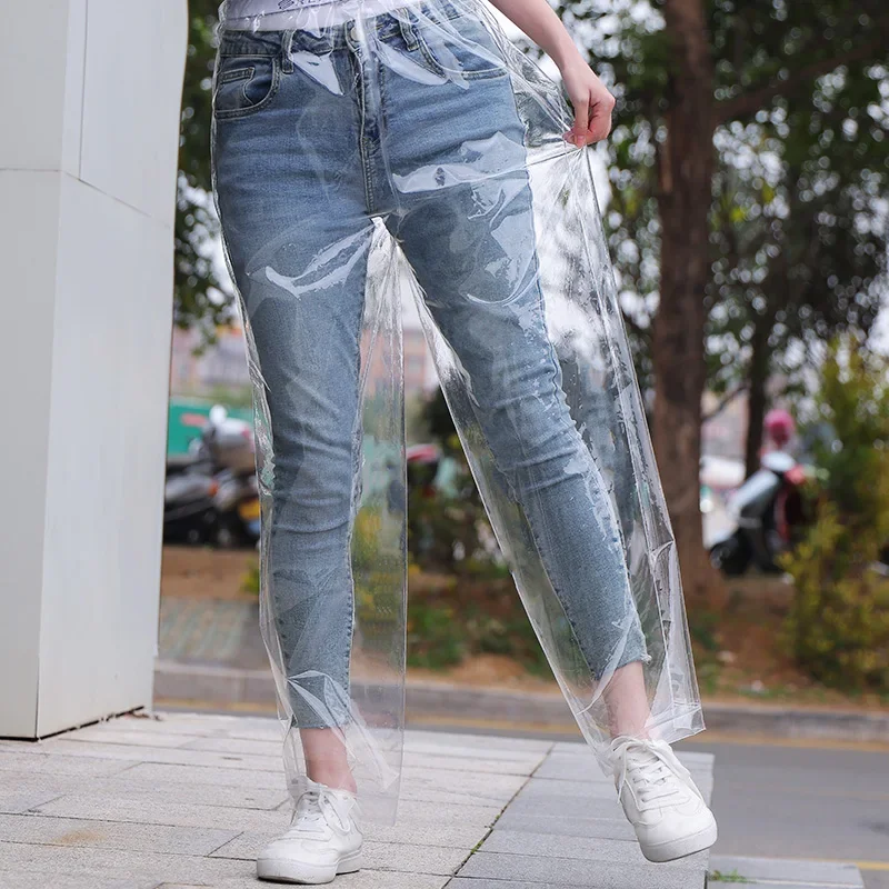 PVC Transparent Rainproof Waterproof Plastic Trousers Elastic Waist ...