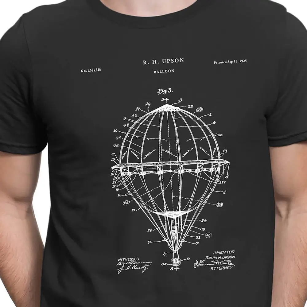 Camiseta-de-globo-aerost-tico-estampado-art-stico-de-patente-de-aviaci ...
