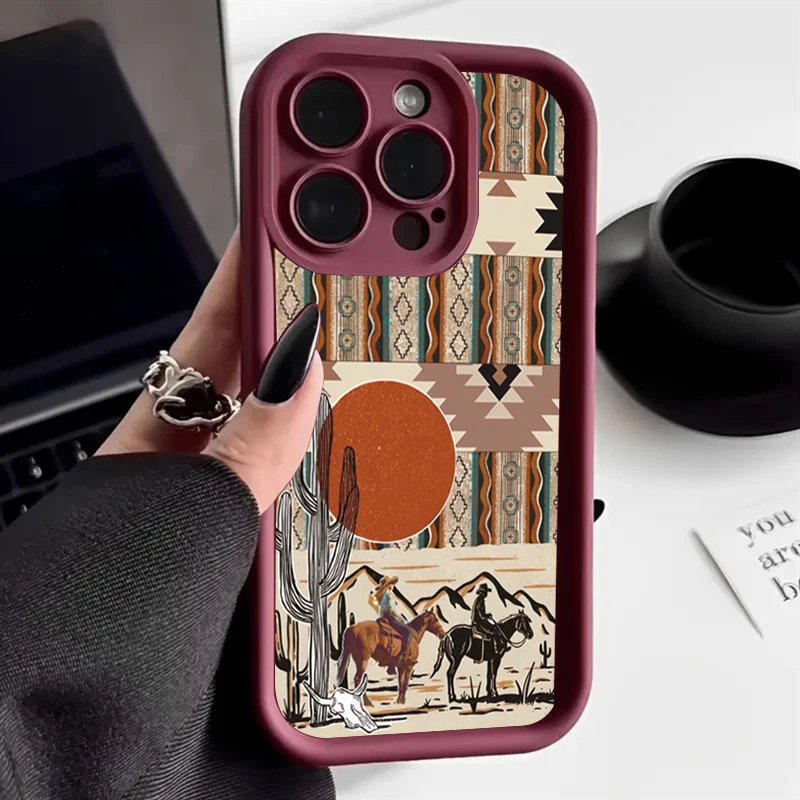 Western Vintage Desert Horse Pattern Silicone Soft Phone Case Cover for ...