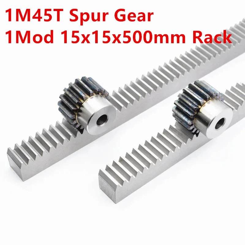 1PCS-1Mod-Gear-Rack-steel-15-15-500mm-1PCS-1M-45teeth-Pinion-Bore-Hole ...