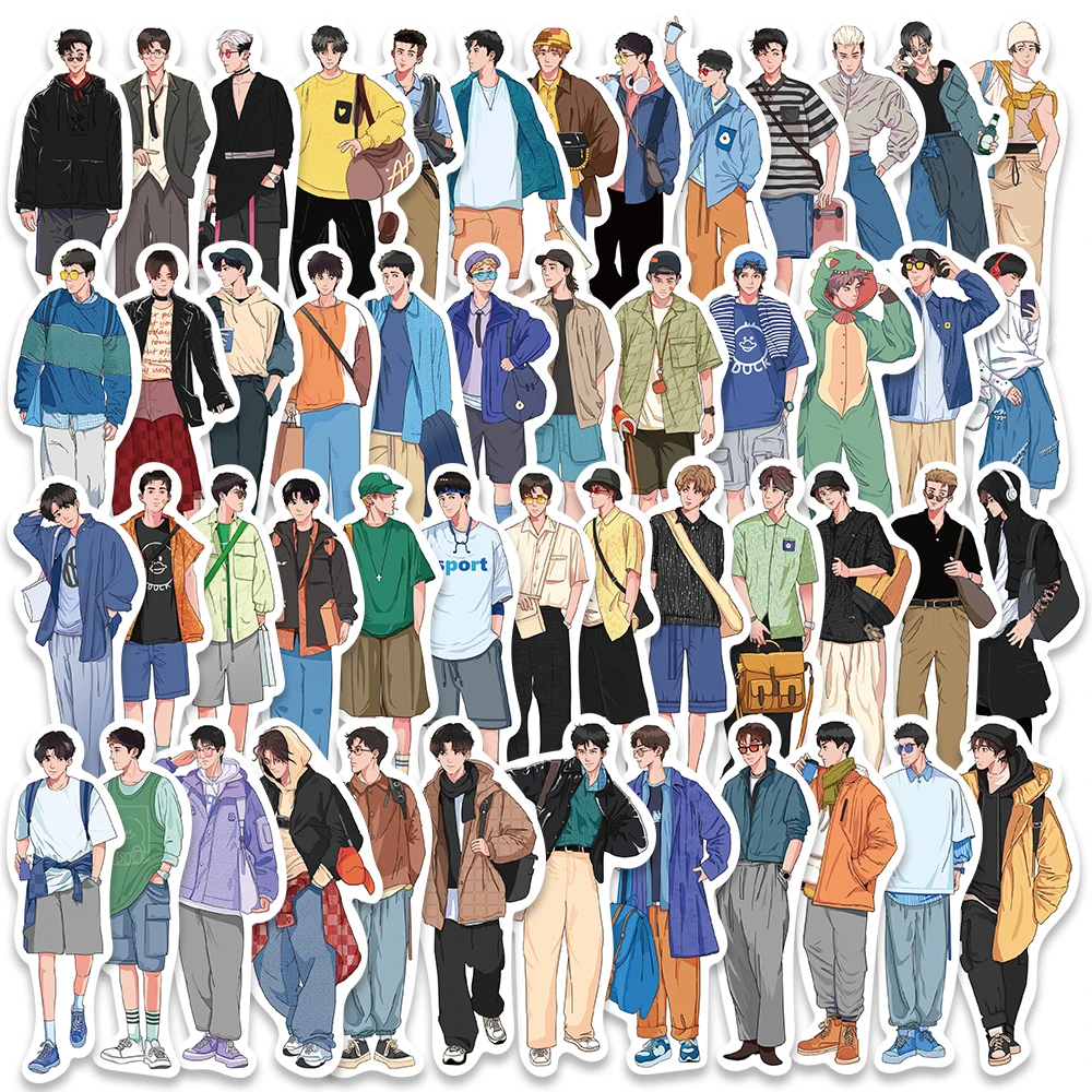50PCS-Boyfriend-Dress-Outfit-Looks-Hand-painted-Cute-Stickers-Boy ...