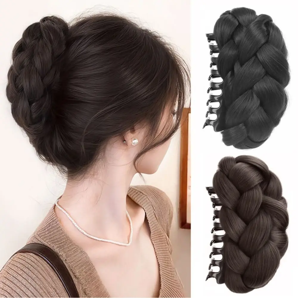 New Synthetic Hair Bun Claw Clip Natural Brown Bun Head Wig Fluffy ...