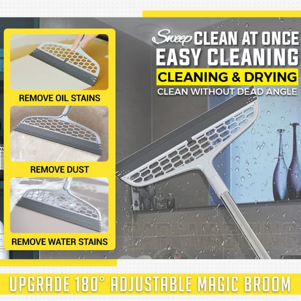 180° Rotatable Magic Rubber Broom Silicone Mop Hand Dust Brooms Home ...