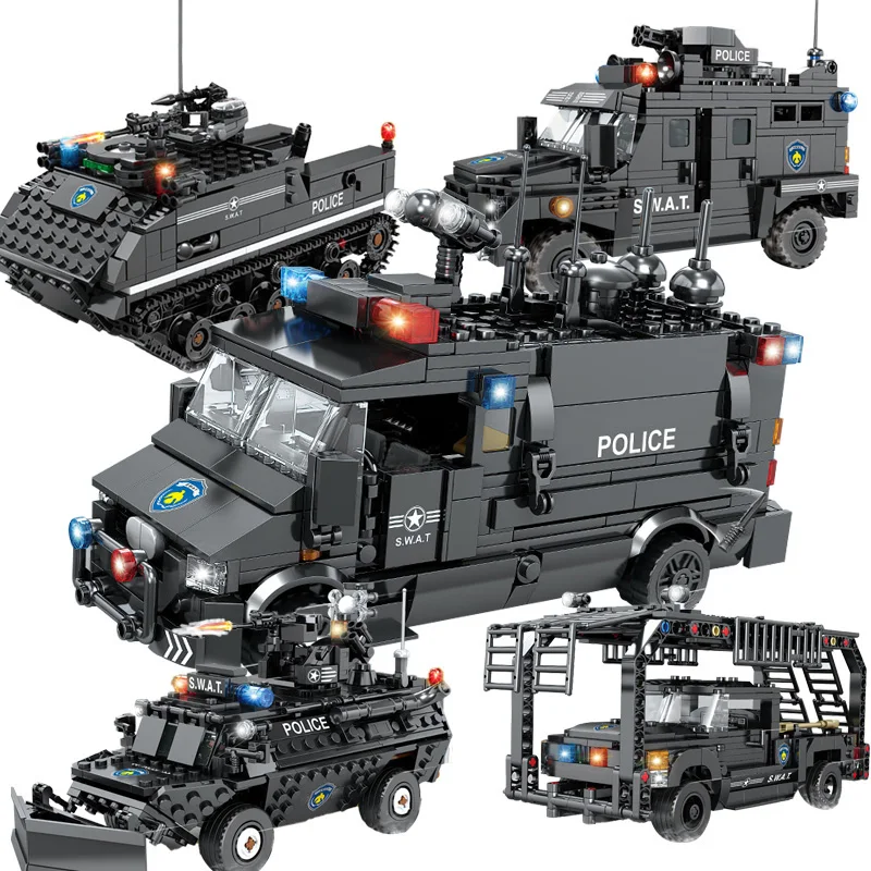SWAT-Team-Truck-Building-Blocks-DIY-Technical-City-Police-Station-Car ...
