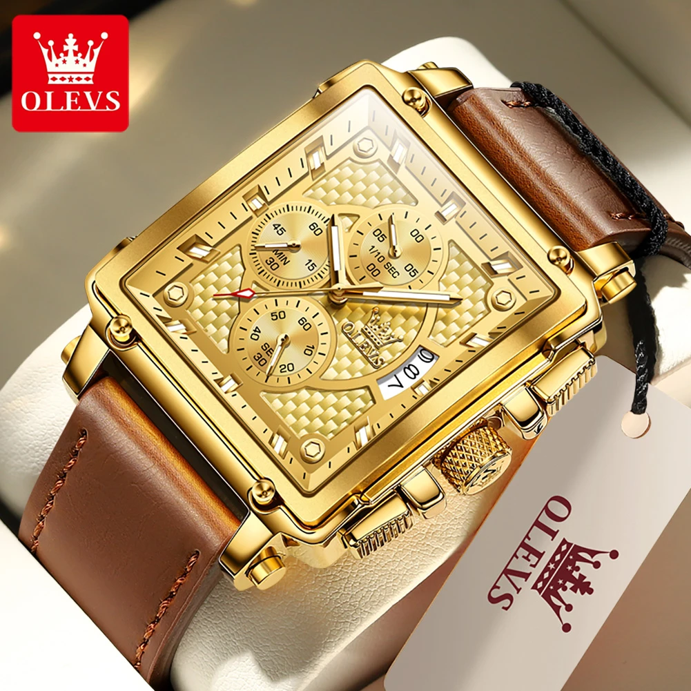 Square Watch Men Brown Leather | Fashion Quartz Wrist Watches - Watches ...
