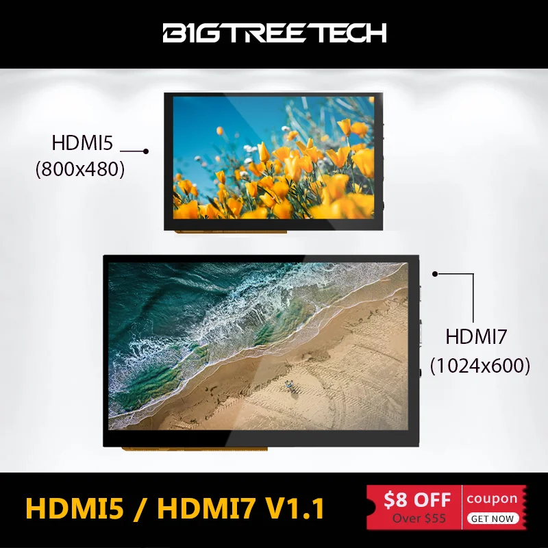 Bigtreetech Hdmi5 Hdmi7 Ips Touch Screen 5&7 Inch 1024x600 Capacitive ...