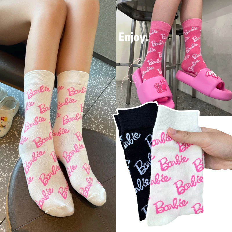 Barbie-Socks-Pink-Kawaii-Soft-Knitted-Sock-Novelty-Sokken-Cotton ...