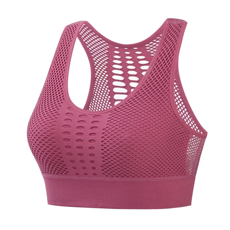 Sports Bras Breathable Shockproof Mesh Top Push Up Gym Fitness Sports ...
