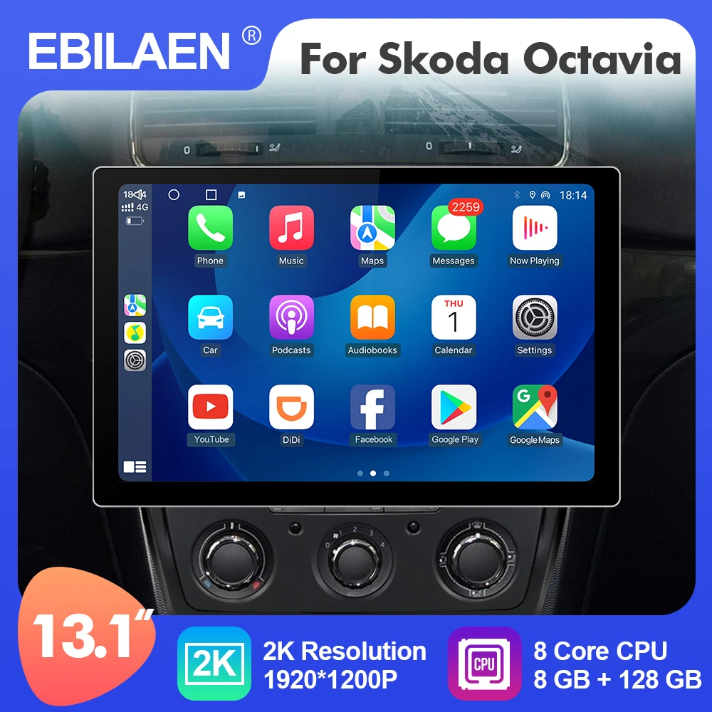 EBILAEN Android 12 13.1 Inch Car Multimedia Radio Player For Skoda ...