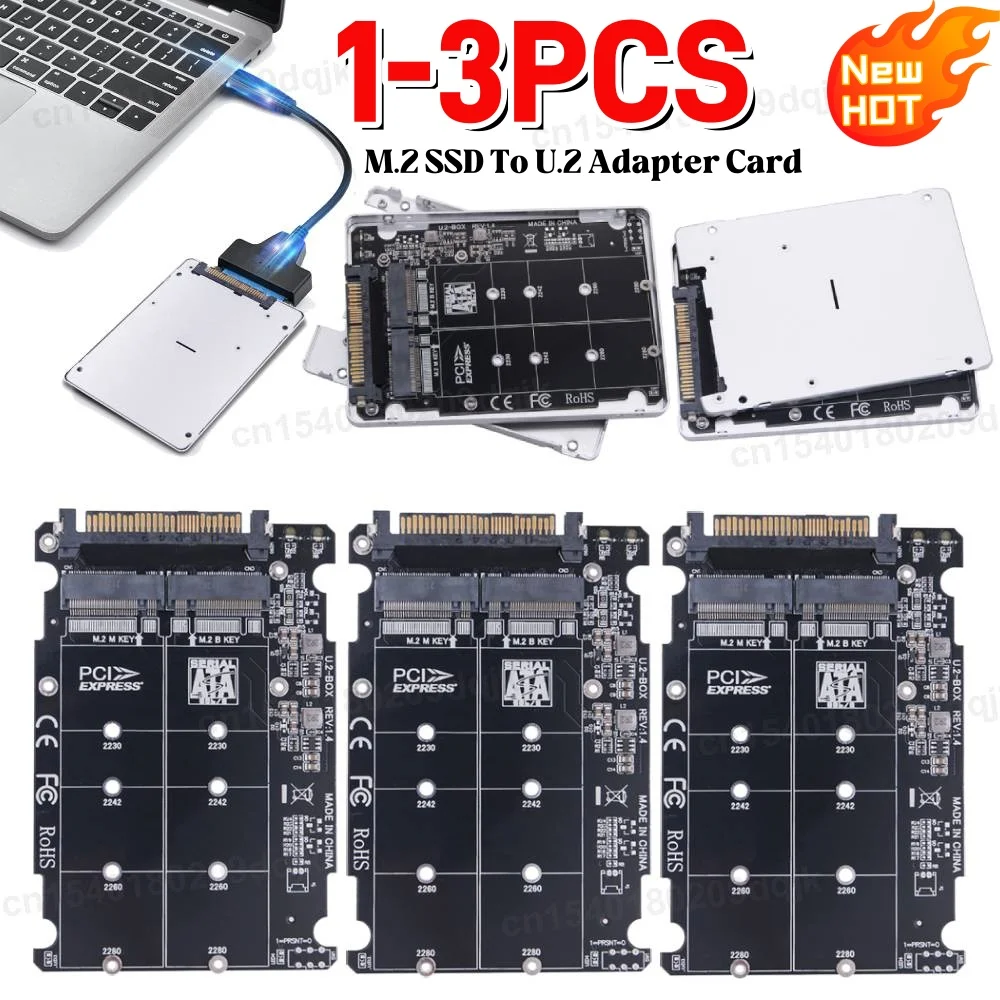 1-3X M.2 SSD To U.2 Adapter Card M.2 NVMe SATA-Bus NGFF SSD To PCI-e U ...