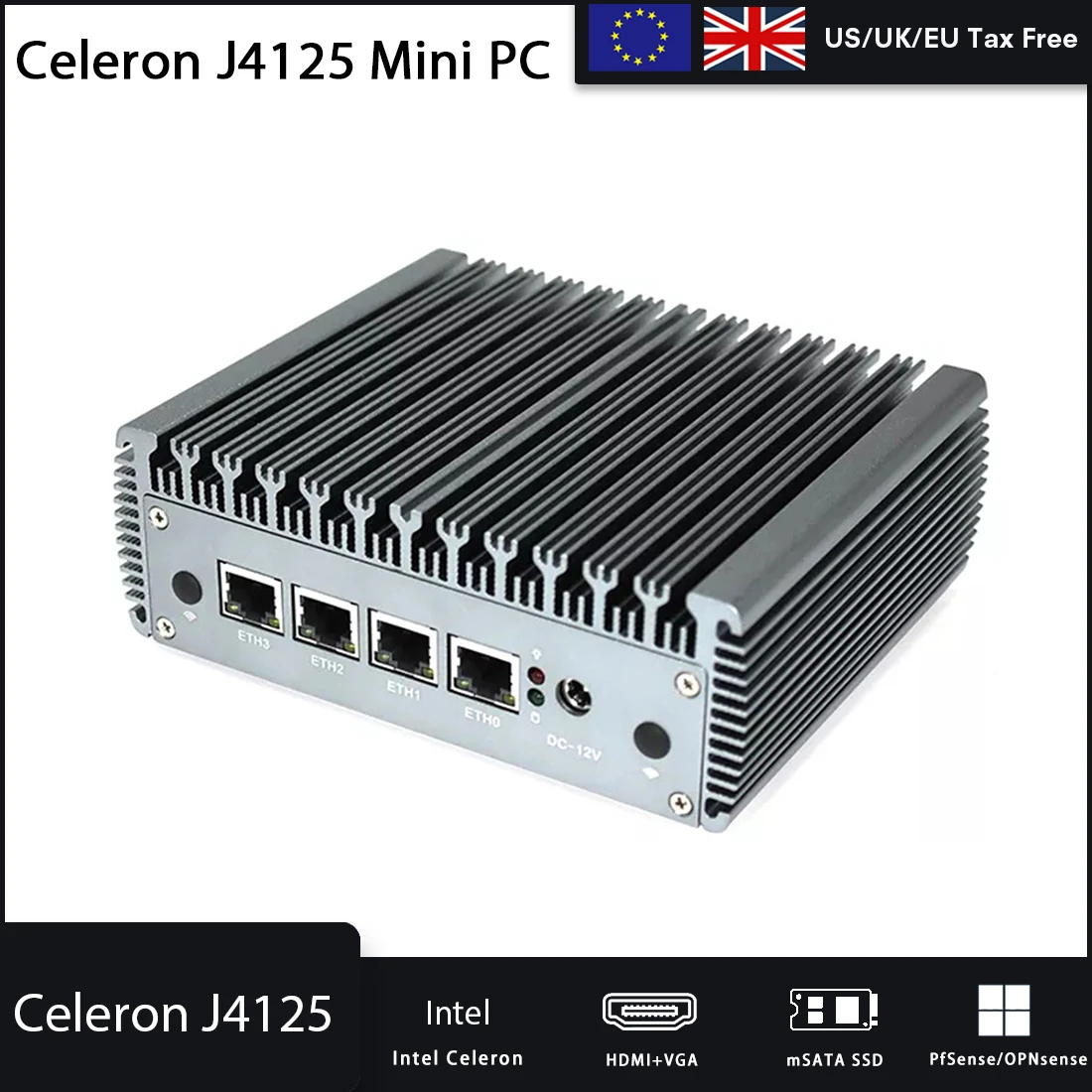 Intel 2.5G 4 LAN Celeron N5105 Fanless Mini PC Switch Win10 VPN PfSense ...