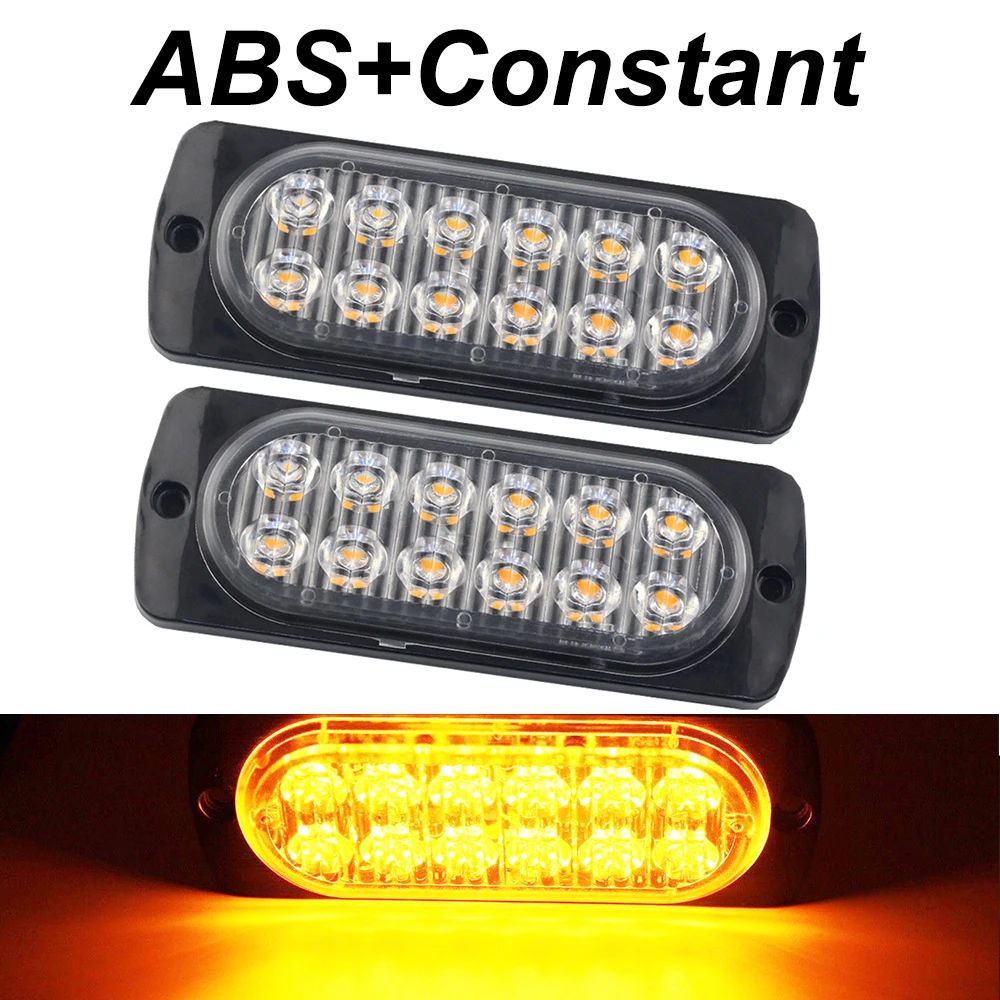 2x Truck 12V 24V 12smd LED Constant Warning Light Grille Lightbar Car ...