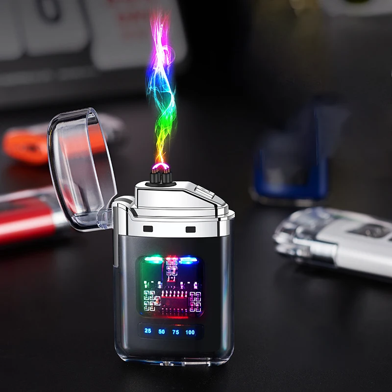 2024New-Transparent-Electronic-Pulse-Dual-Arc-Lighter-Battery-Display ...