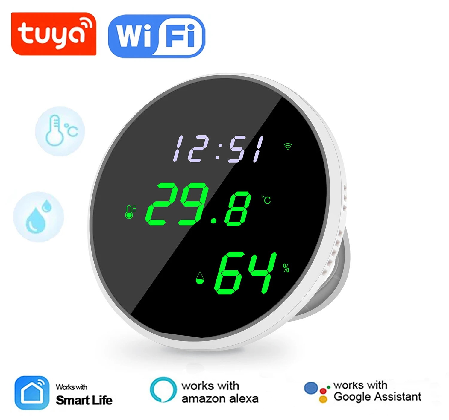 Tuya Smart WIFI Temperature Humidity Sensor Indoor Hygrometer Thermometer Digita LCD Display ...