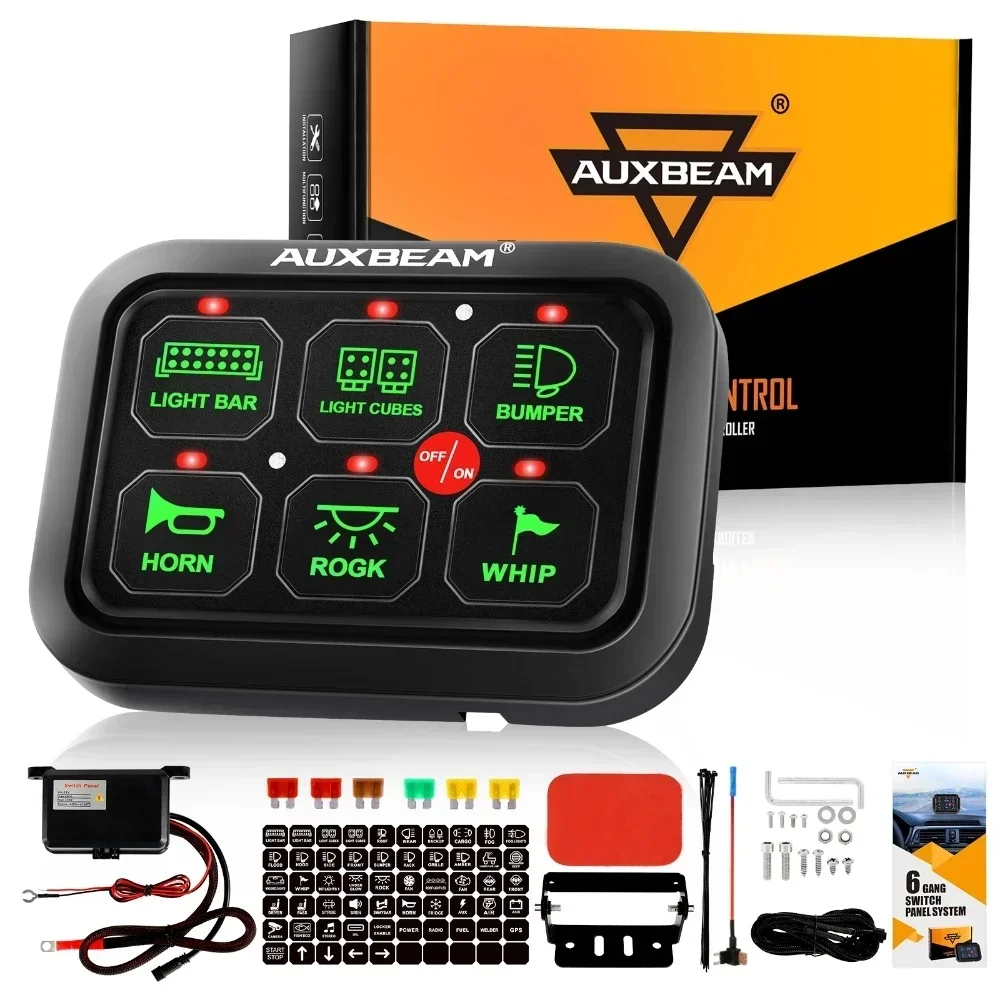 AUXBEAM-6-Gangs-LED-On-Off-Switch-Panel-12V-24V-Universal-Power-Control ...