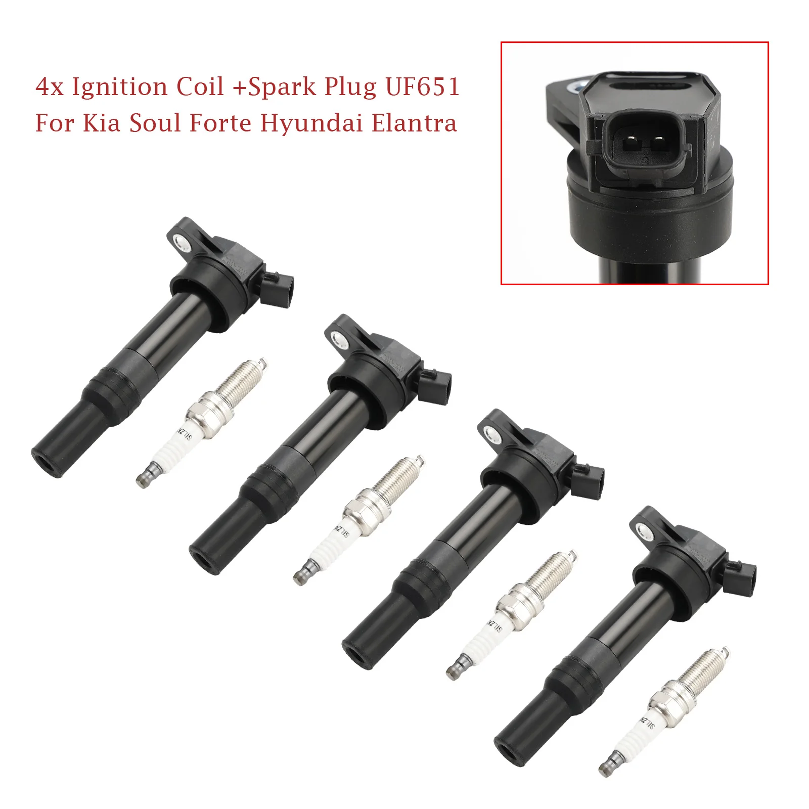 Artudatech 4x Ignition Coil +Spark Plug UF651 For Kia Soul Forte ...