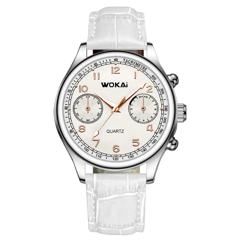 WOKAI-Men-Watches-Men-White-Sports-Watches-Casual-Leather-Band-Quartz ...