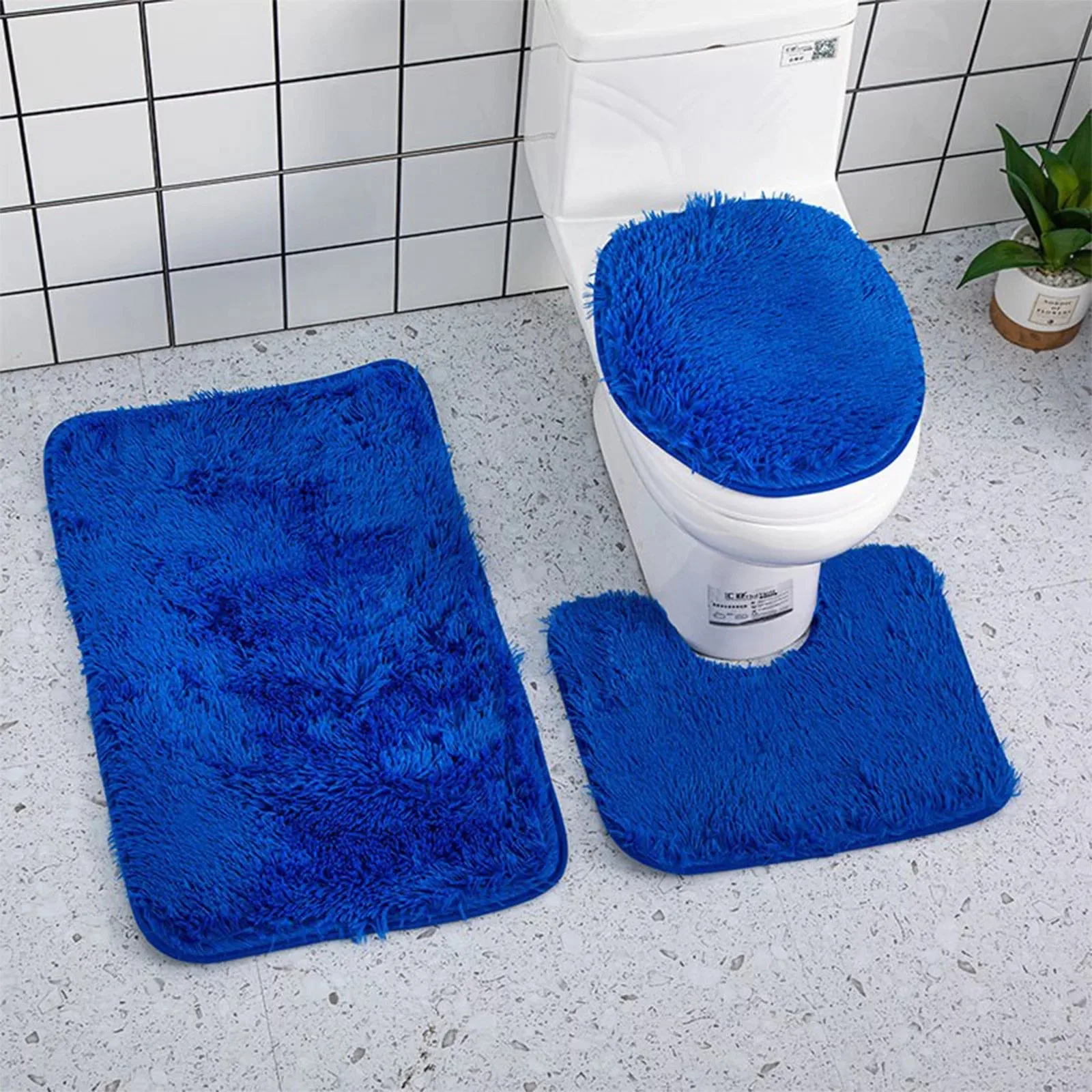 Bathroom Carpet Toilet Cushion Cover Microfiber Absorbent Non-Slip Mat ...