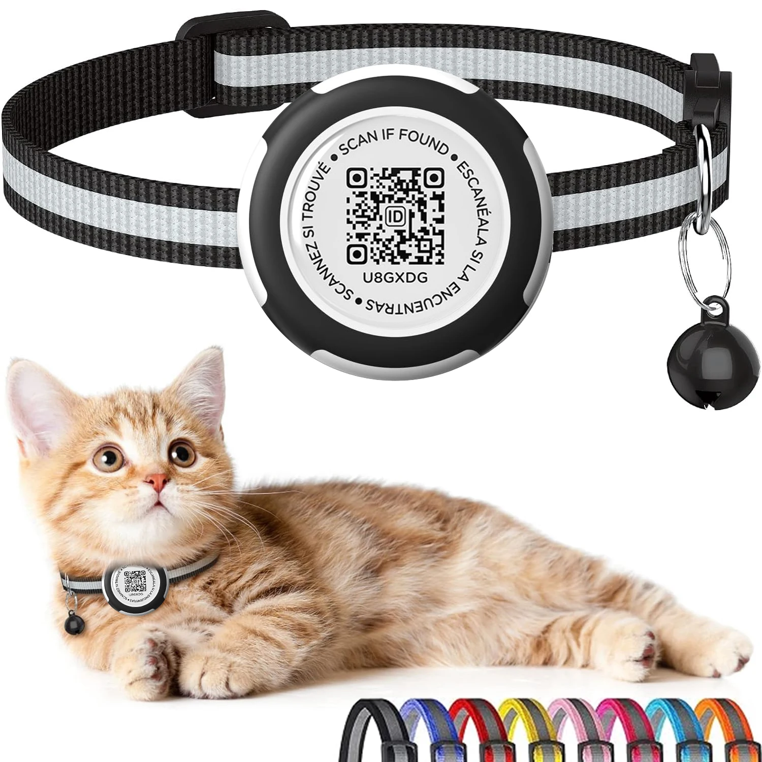 Cat Collar with AirTag Case Holder & QR ID Tag Dual Protection Air Tag ...