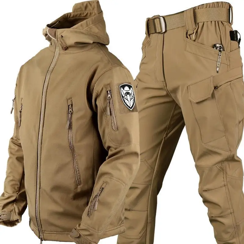 Waterproof-Tracksuit-Set-for-Men-Sharkskin-Army-Jackets-Camping-Coat ...