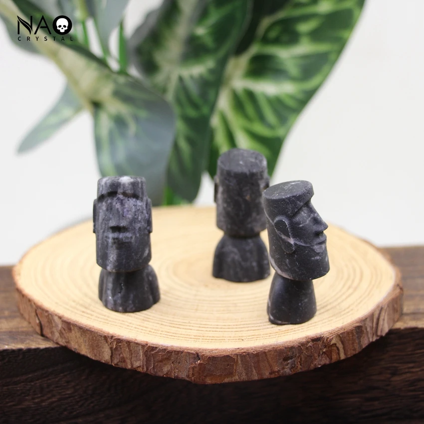 1-6-Golem-Moai-Figurine-Home-Decoration-Crafts-Black-Agate-Druzy-Geode ...
