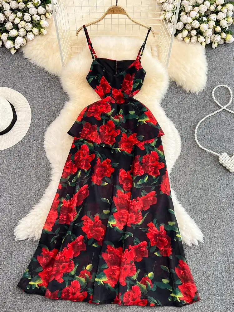 Holiday-Beach-Floral-Long-Dress-Women-Sexy-V-neck-Sleeveless-Robe-Back ...