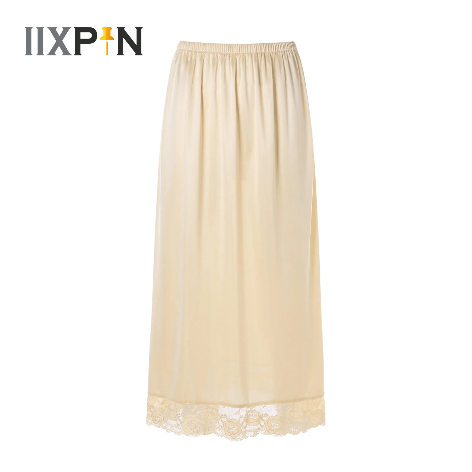 Women Basic Underskirt Ice Silk Female Half Length Skirt Anti-glare ...