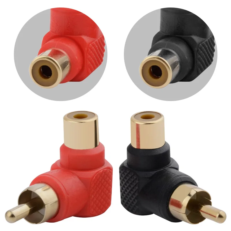 4Pcs 90 Degree Right Angle RCA Connector Male To Female Elbow Audio ...