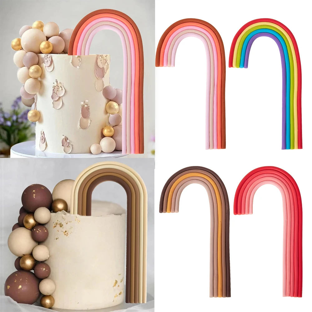 Rainbow-Cake-Toppers-Balls-Boho-Birthday-Cake-Decorations-Cream-Brown ...