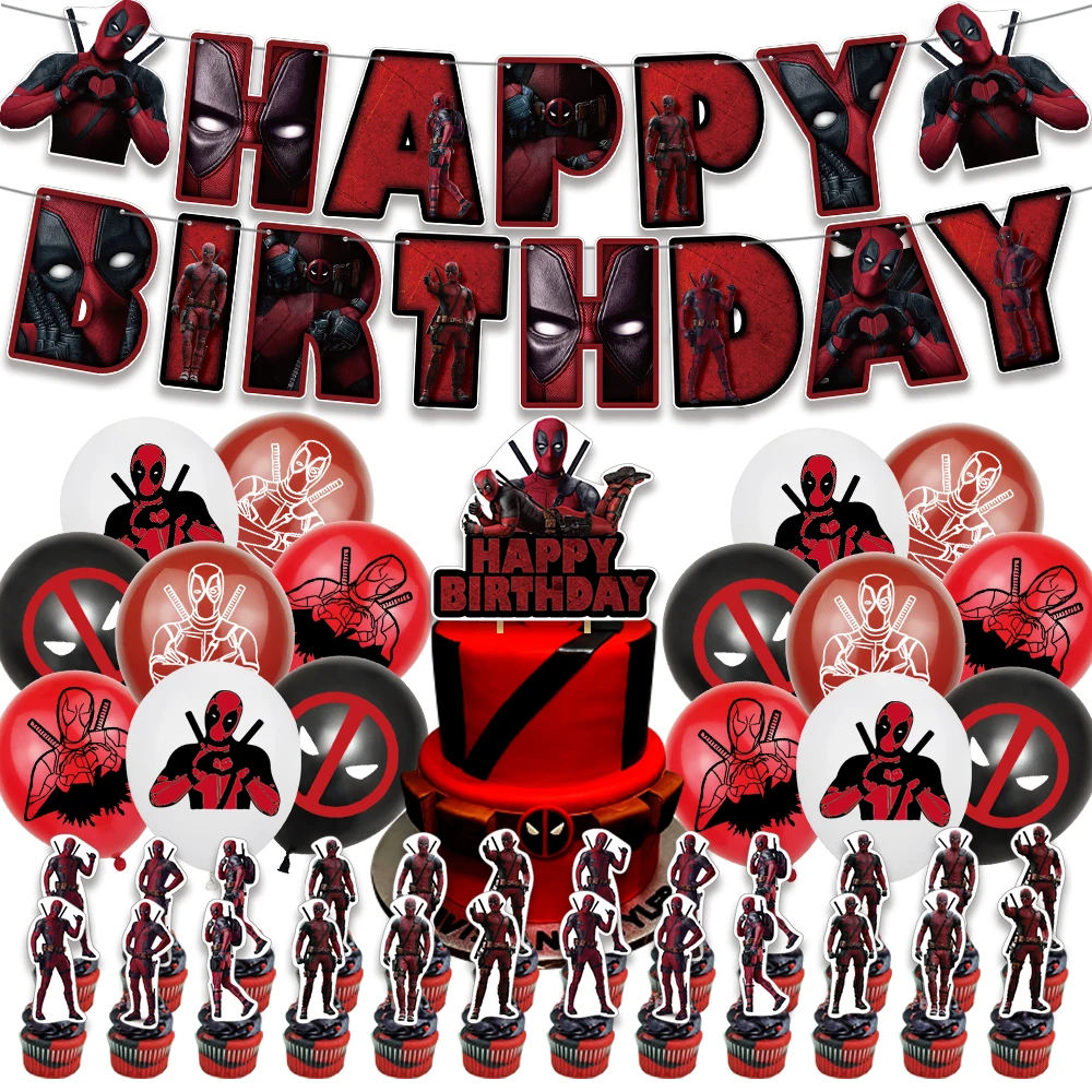Deadpool-Balloon-Avengers-Latex-Ballons-Cake-Topper-Happy-Birthday ...