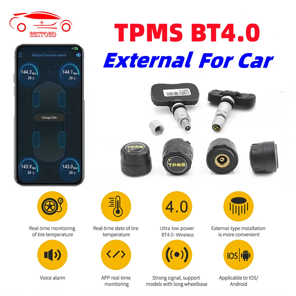 TPMS-Bluetooth-4-0-For-Android-IOS-Car-Alarm-Monitor-Sensor-Tire ...