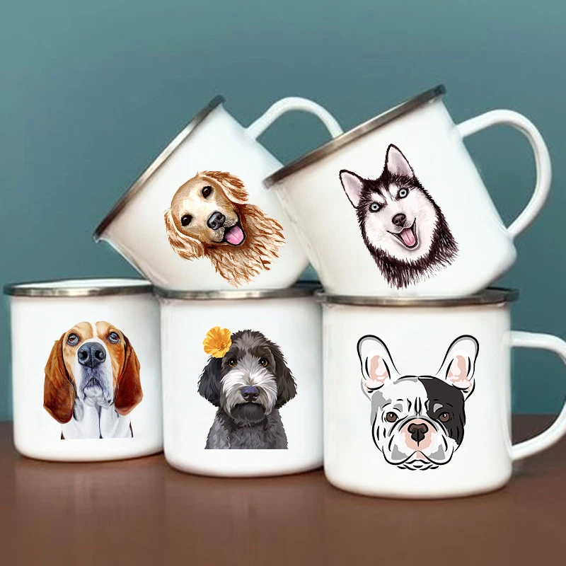 Cute Dog Printed Enamel Coffee Tea Mugs Office Home Party Beer Drink ...