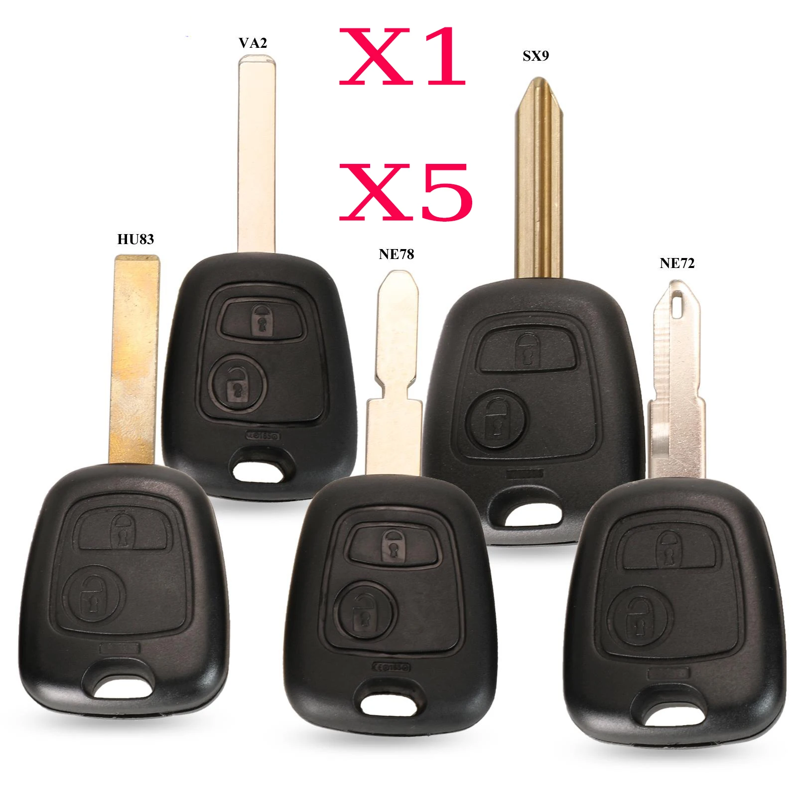 jingyuqin X1 X5 2 Remote Car Key Case Shell Fob For Citroen C1 C4 XSARA ...