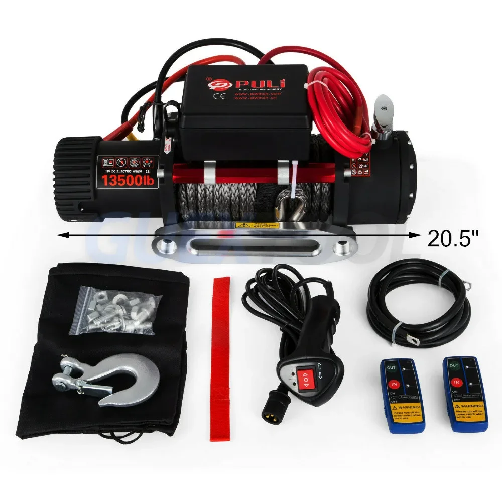 12v-6T-Electric-Winch-ATV-Recovery-Winch-13500LBS-Synthetic-Rope-with ...