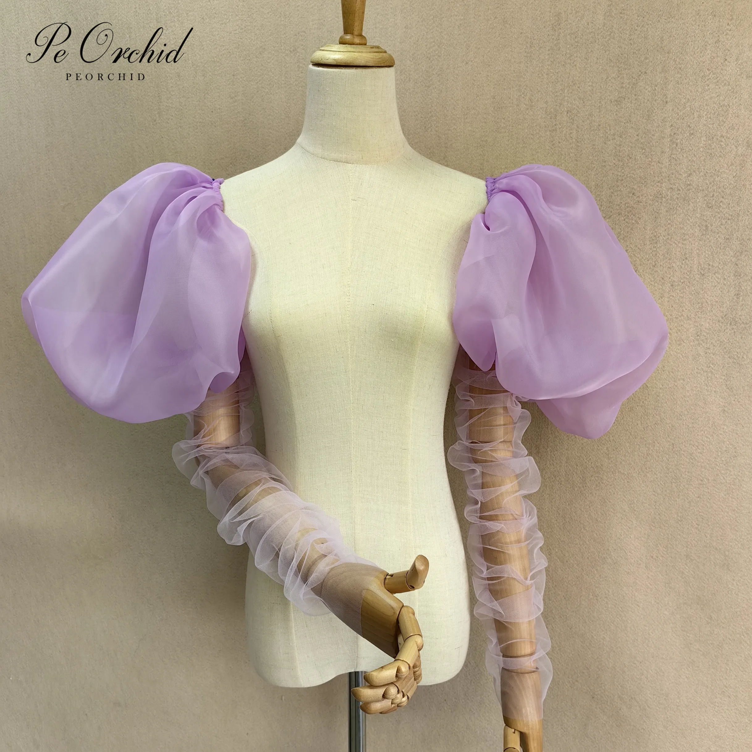 PEORCHID-Chic-Purple-Detachable-Bubble-Wedding-Sleeves-Women-Removeable ...