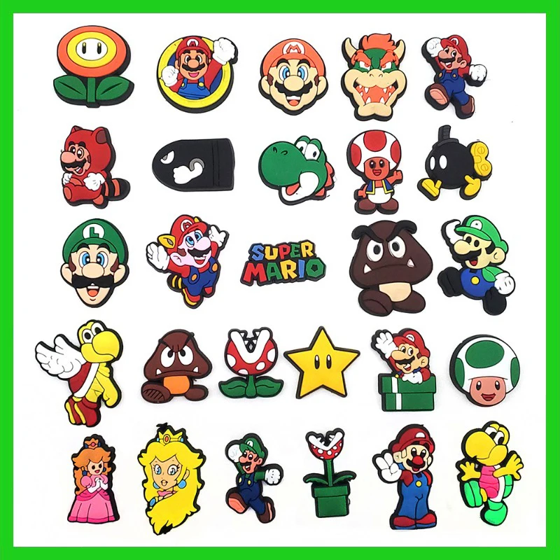 Super-Mario-Bros-Cartoon-Crocs-Buckle-Anime-Figures-Luigi-Yoshi-Shoe ...