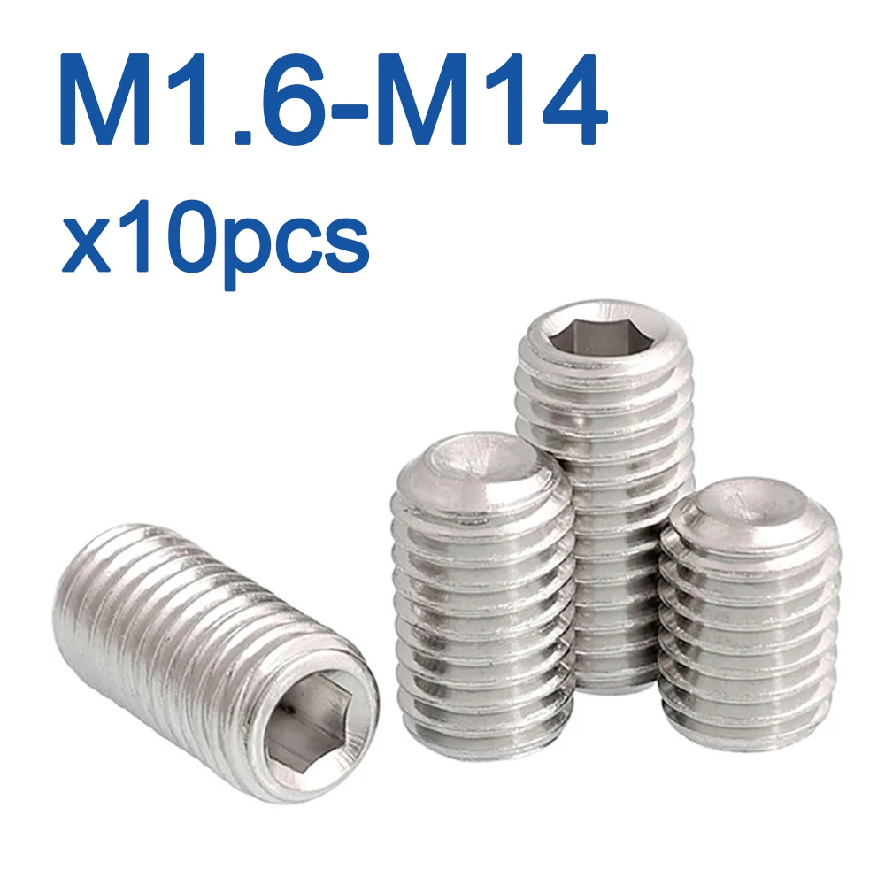 10 Pcs/lot Hex Socket Set Screw Cup Point Stainless Steel M2 M3 M4 M5 ...
