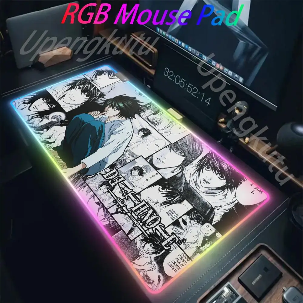 Anime-Death-Note-RGB-Pc-Gamer-Keyboard-Mouse-Pad-Mousepad-LED-Glowing ...