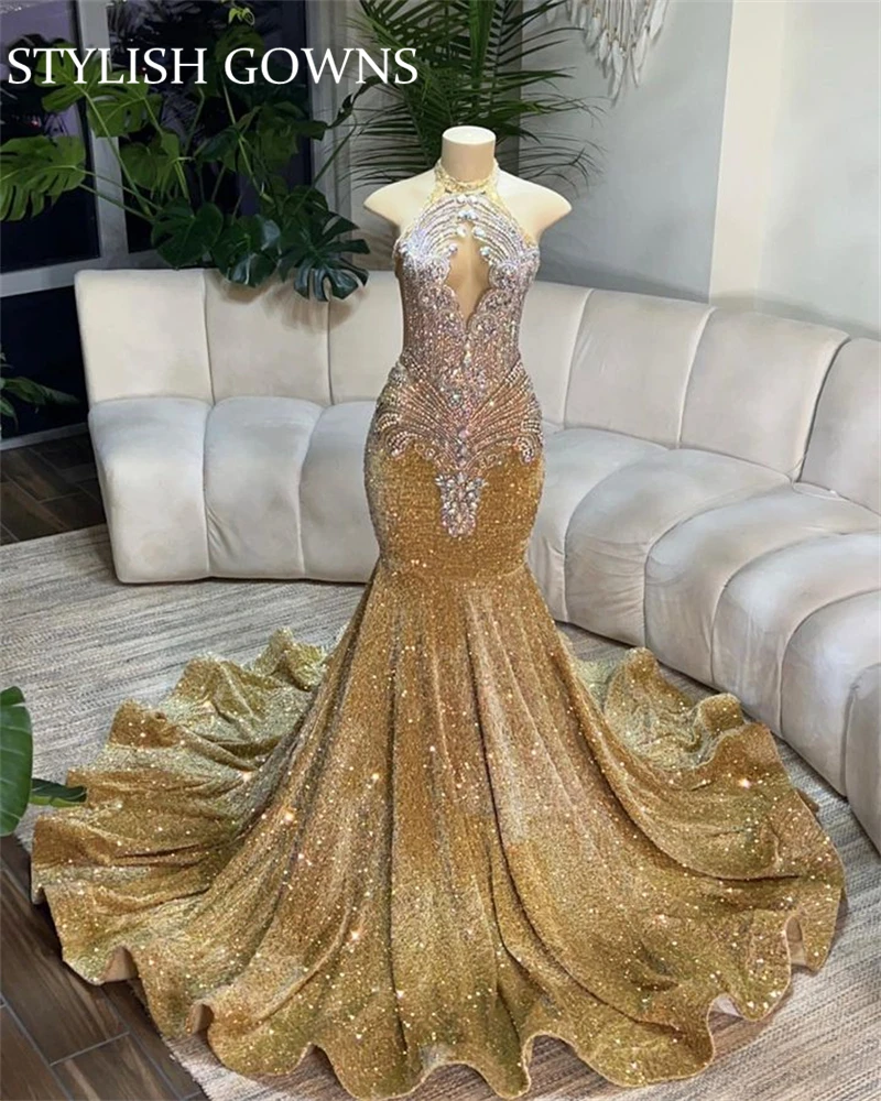 Gold Diamond Prom Dress