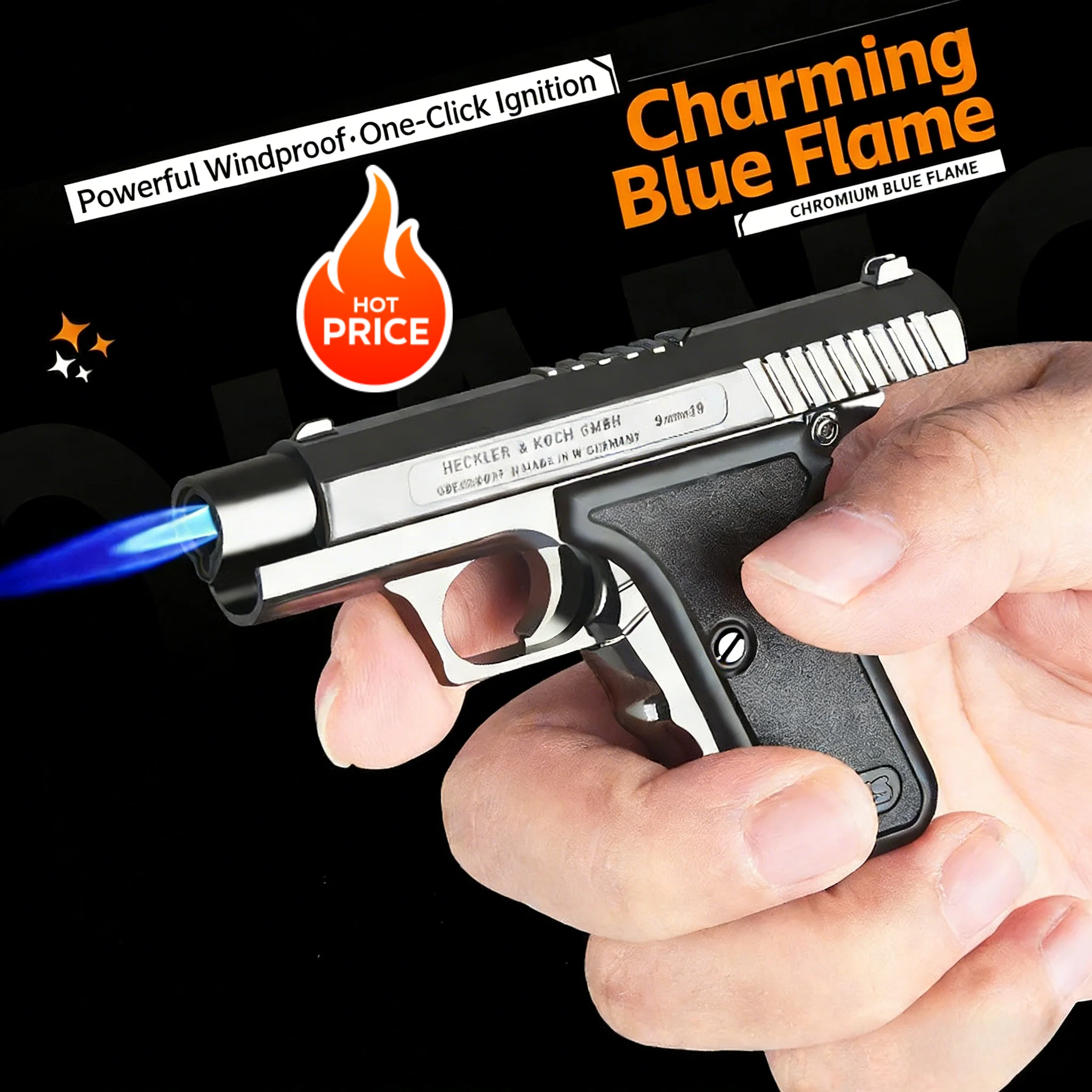 New Gun Cigar Igniter Windproof Blue Fire Lighter for Smoke Metal ...