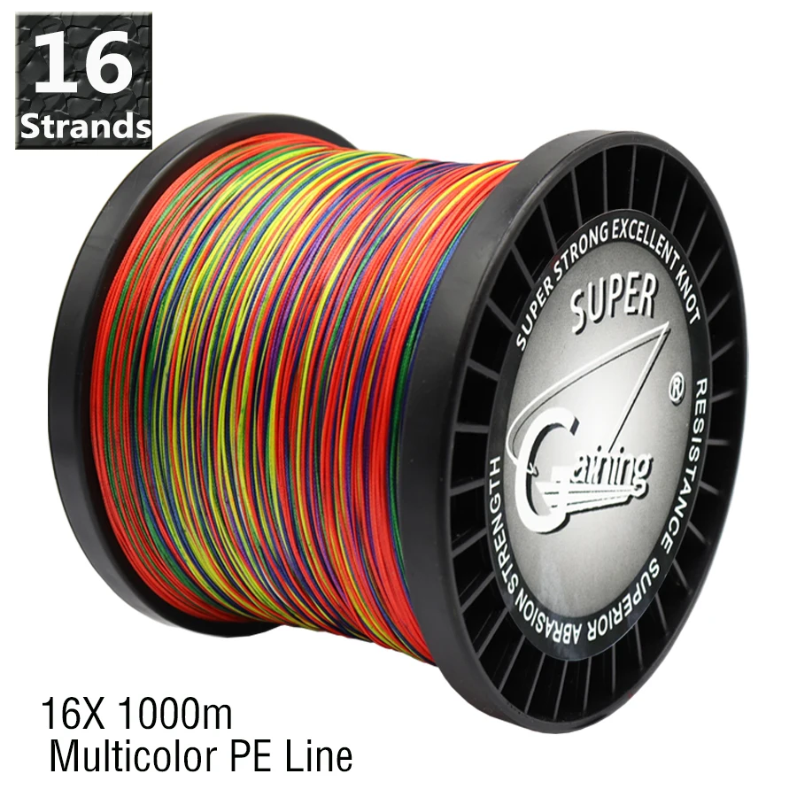 16-Strands-Super-Strong-Braided-Fishing-Line-PE-Hollow-Core-PE-1000M ...