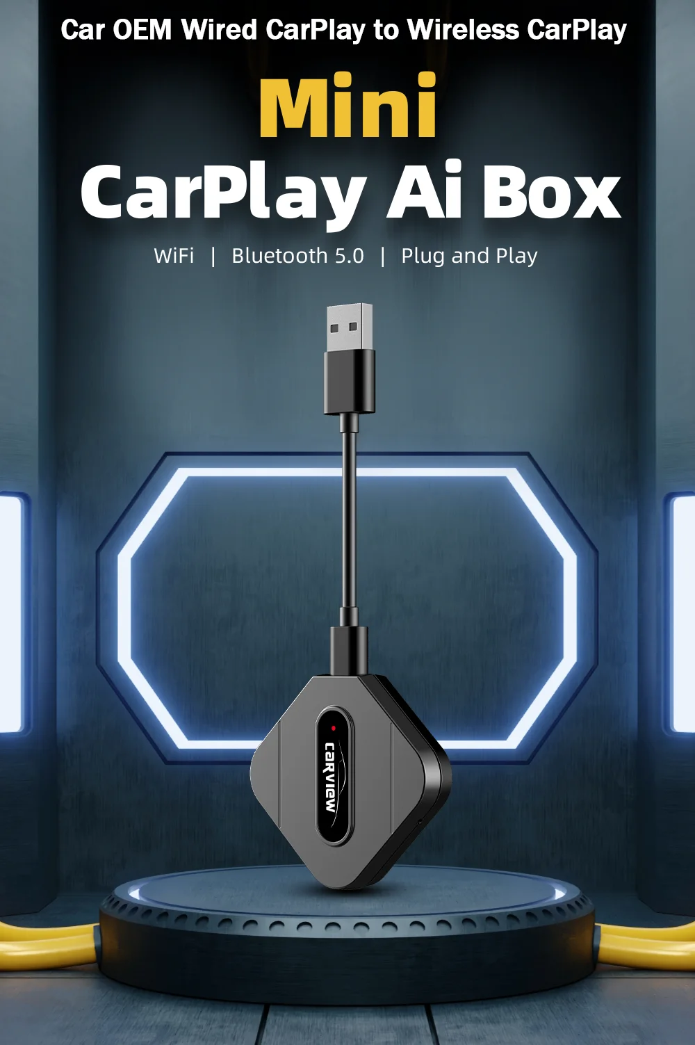 CARVIEW Carplay AI Box USB Plug and Play Car OEM Wired CarPlay to ...
